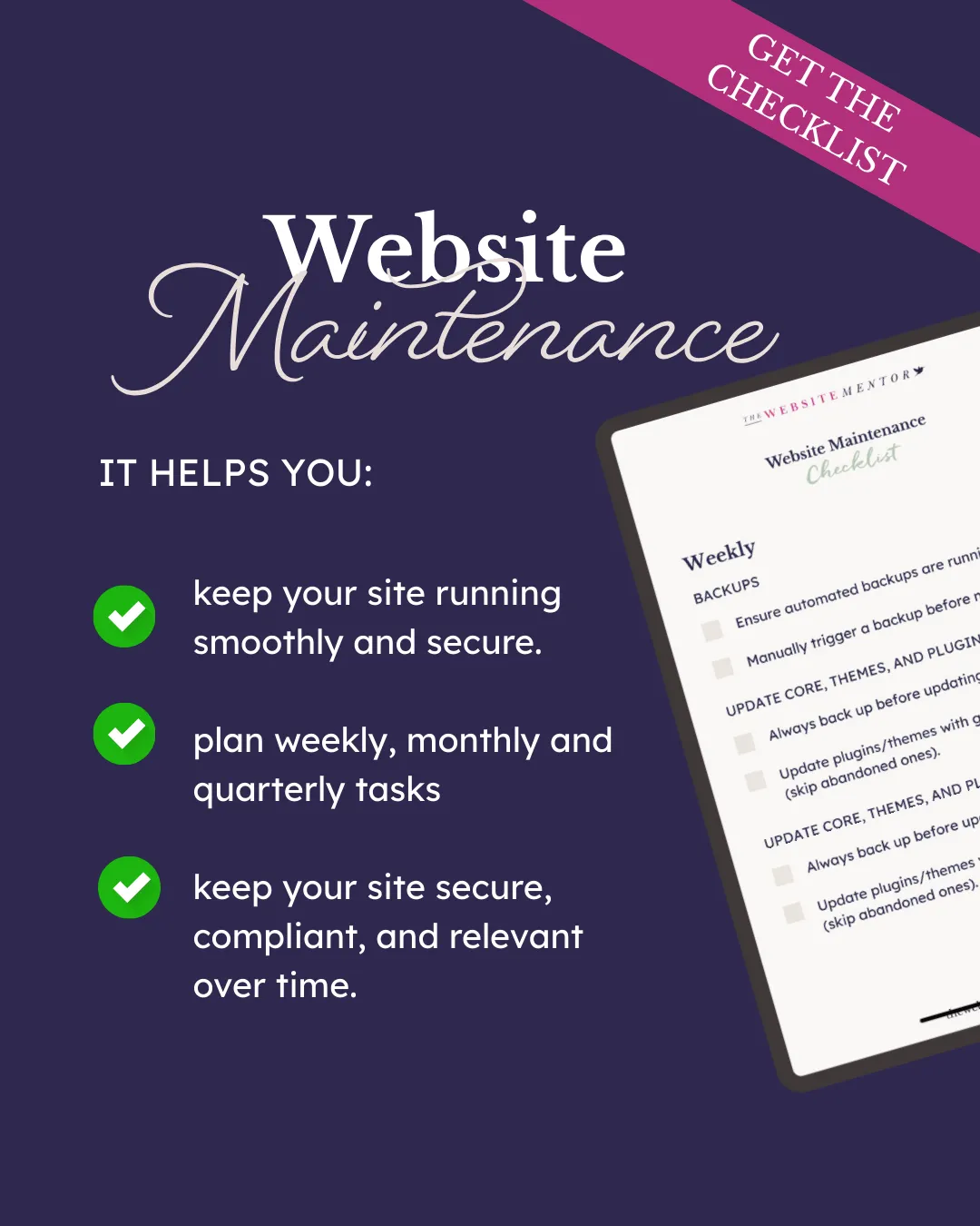Website Maintenance Checklist - The Website Mentor